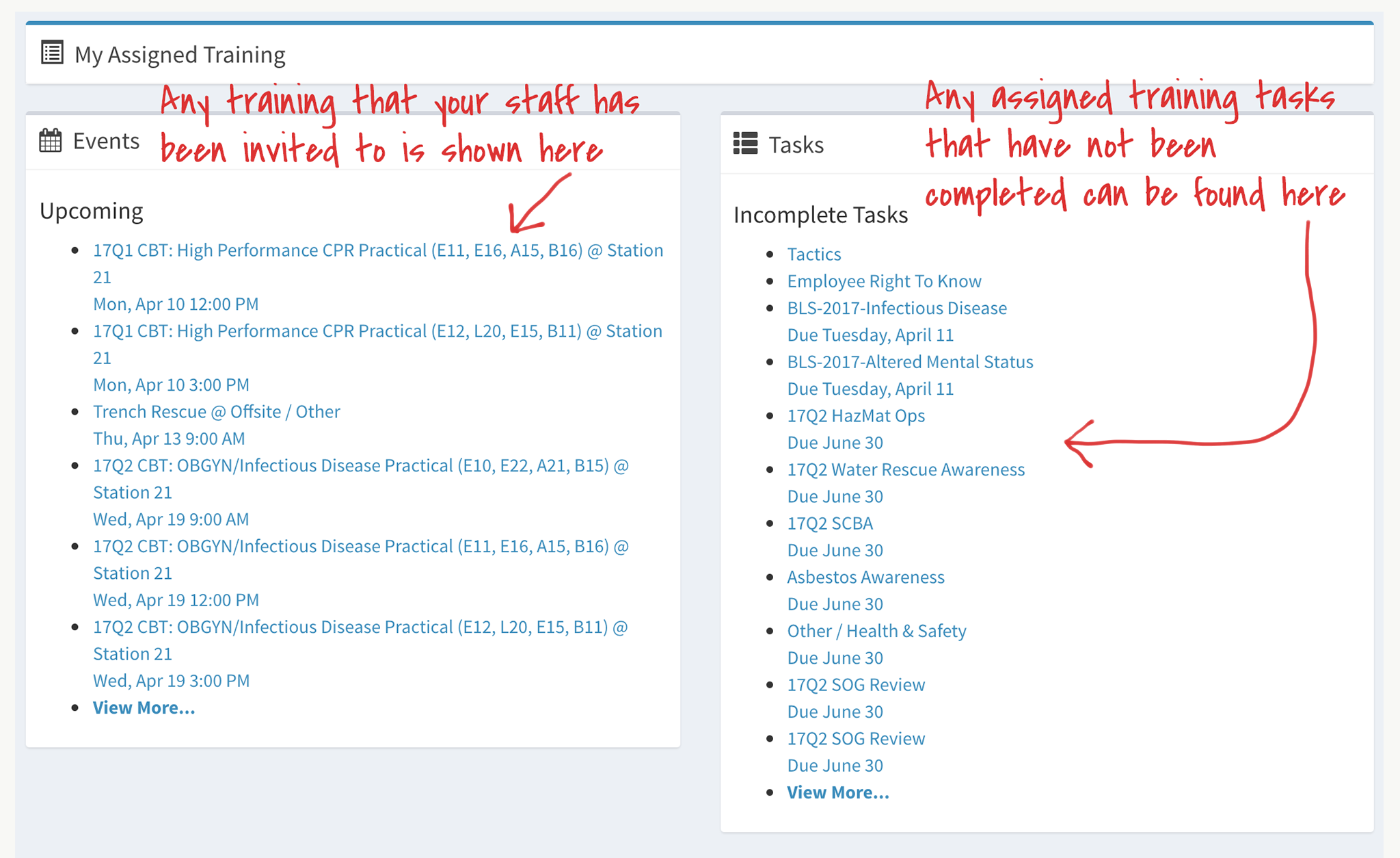 Training Tracking - Rescue Hub